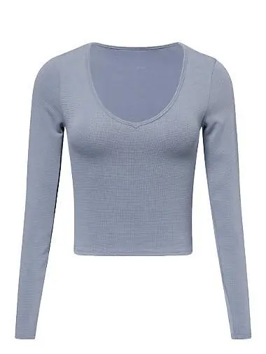 GYMSHARK Waffle Long-sleeve Jersey Top - Iron Blue