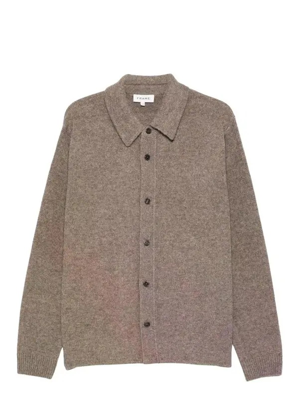 FRAME Buttoned Polo-neck Cardigan - Brown