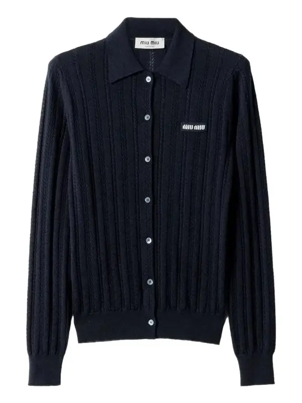 Miu Miu Maglieria Cashmere Openwork Knit - Blue