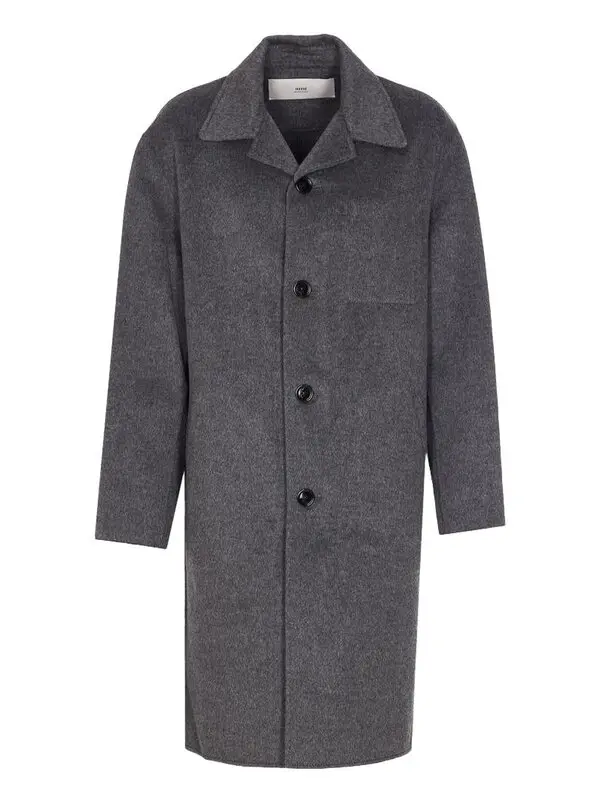 Ami Car Coat With Single-breasted Button Closure - Grey