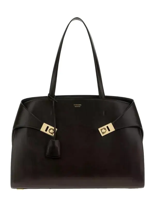 FERRAGAMO Tote Bag With Clasp Detail - Black