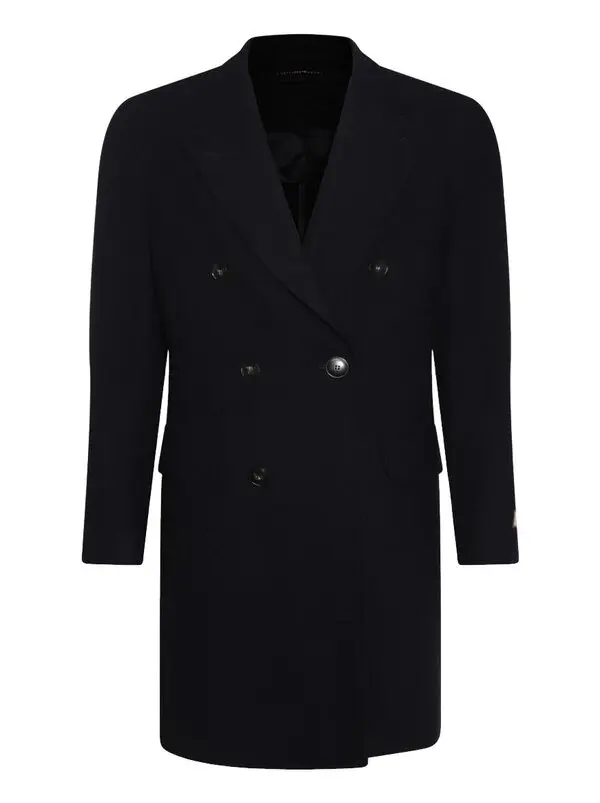 Canali Wool Double-breasted Coat - Multicolor