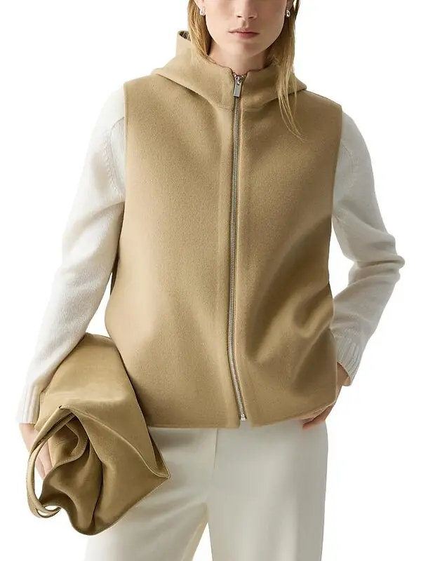 Theory Hooded Wool And Cashmere Vest - New Camel