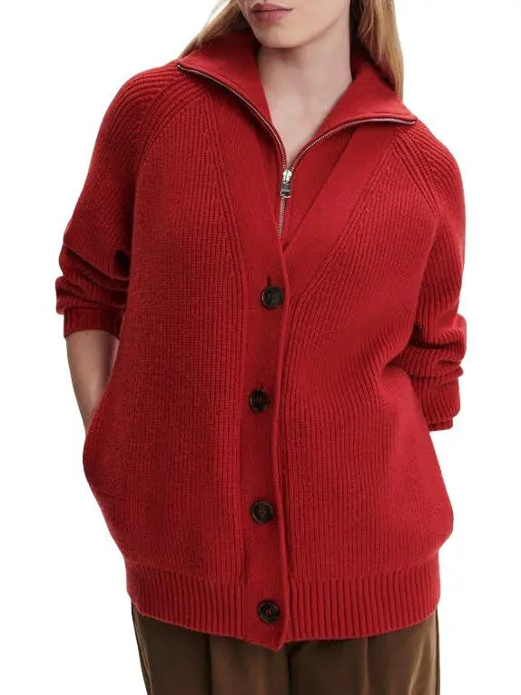 Varley Longline Shaker-stitch Button Cardigan - Lava Falls