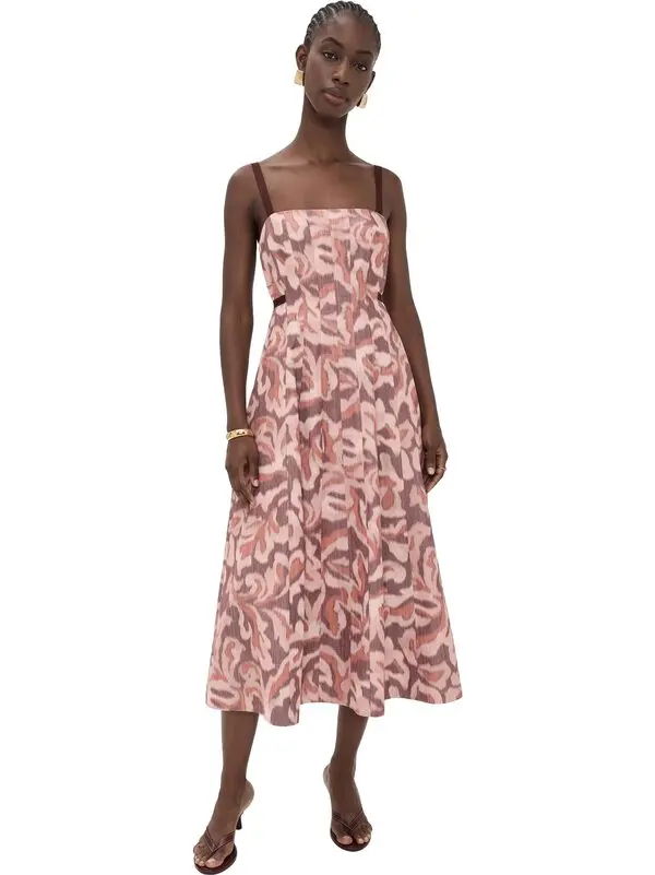 Tanya Taylor Tavia Midi Dress - Mahogany/sugarcane Multi
