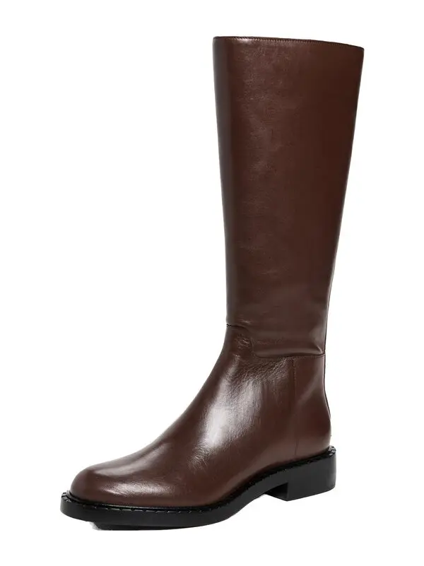 REFORMATION Nancy Knee High Riding Boots - Espresso Leather