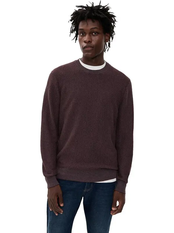 Vince Geo Jacquard Crew Sweater - Port/medium Heather Grey