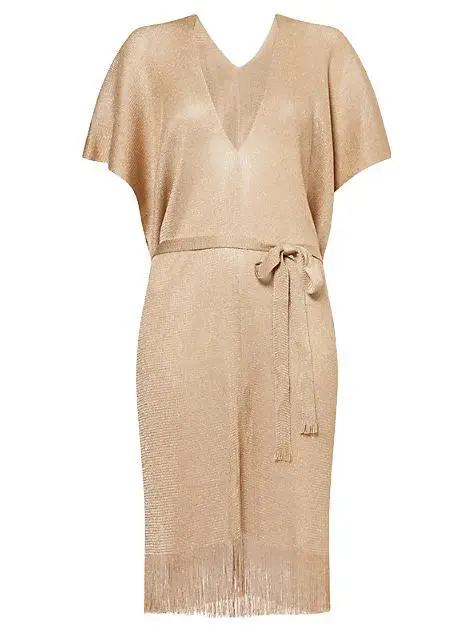 Max Mara Donnola Fringed Knitted Mini Dress - Antique Rose
