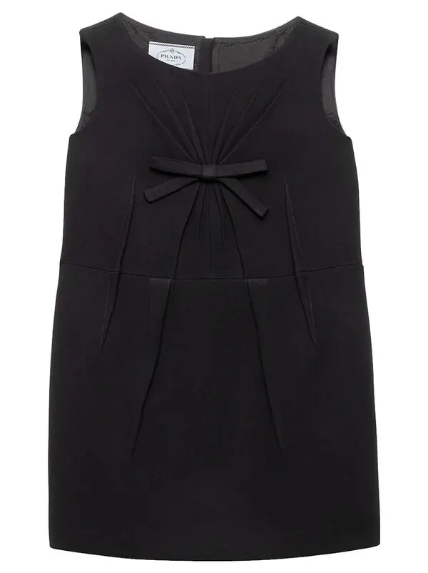 Prada Natté Bow Sleeveless Mini Dress - Nero