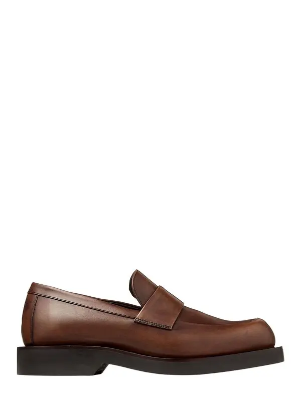 JIMMY CHOO Burnished Leather Loafers - Mocha
