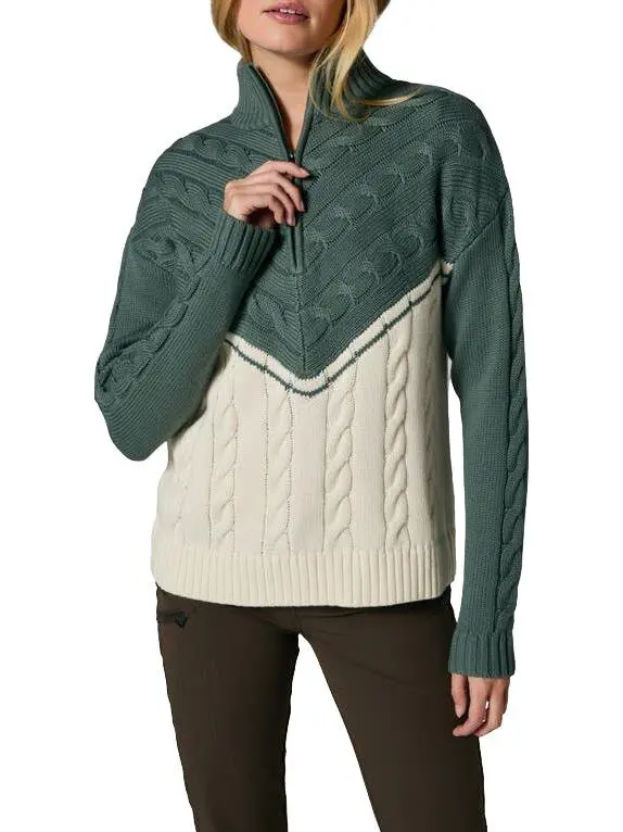 ALP N ROCK Quarter Zip Pullover Sweater - Eucalyptus