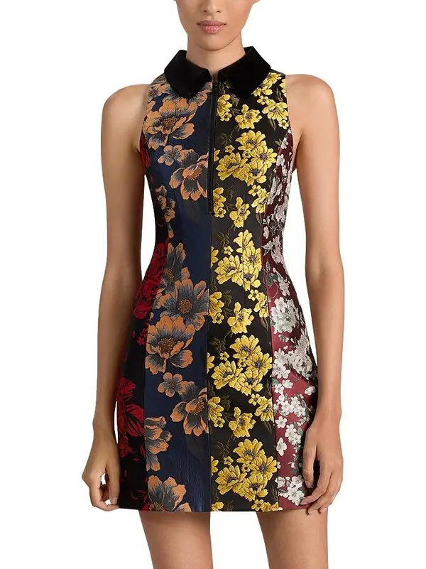 Alice + Olivia Velia Sleeveless Mini Dress - Black/multi