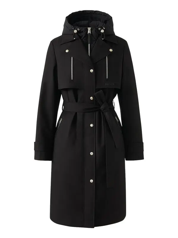 Mackage Siobhan Trench Coat With Removable Down Bib - Black