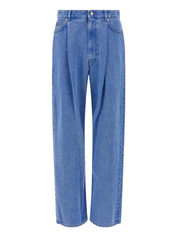 Marni Pleated Wide Leg Jeans - Blue