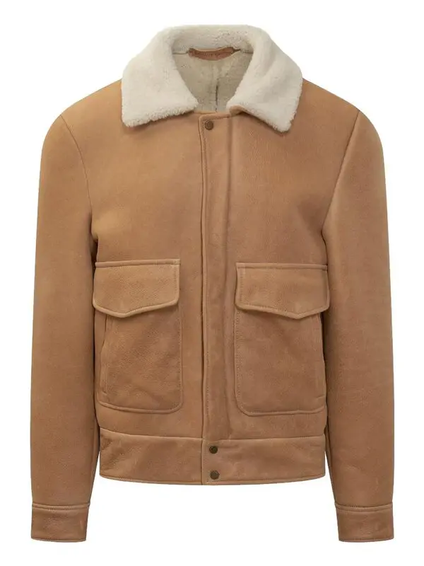 SALVATORE SANTORO Shearling Jacket With Fur Collar - Brown