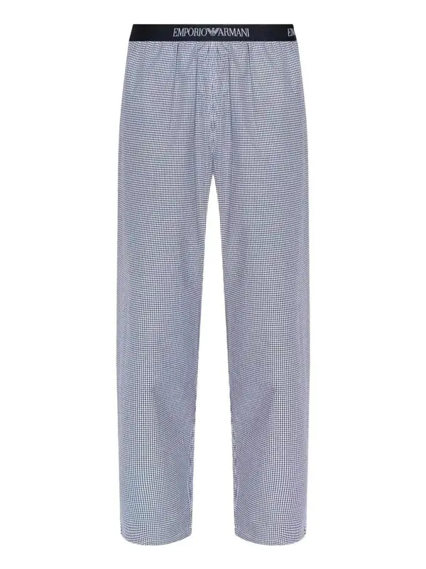 Emporio Armani Gingham-check Trousers - Blue