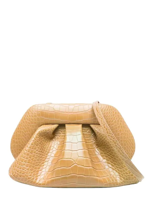 THEMOIRE Pleated Crocodile-effect Clutch - Yellow