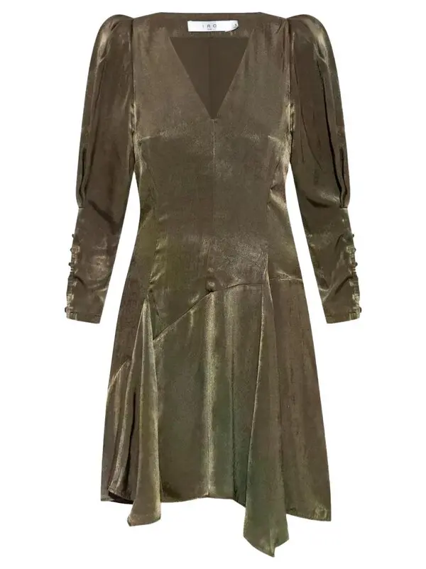 IRO PARIS Puff-sleeve Asymmetric Mini Dress - Green