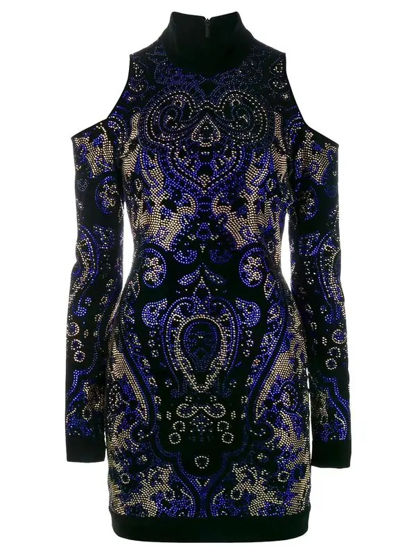 Balmain Mini Cold-shoulder Dress - Blue