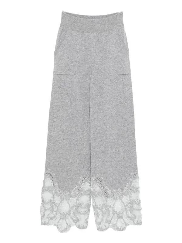 Ermanno Scervino Lace Trim Cashmere Trousers - Grey