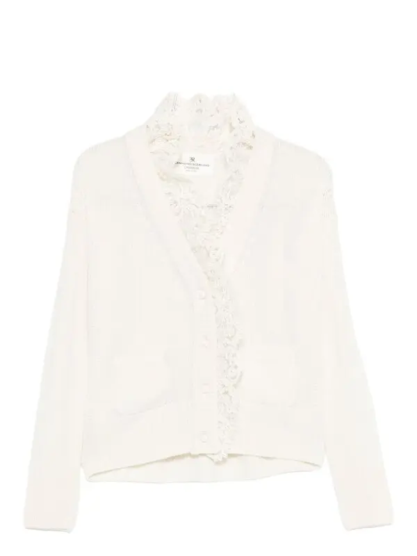 Ermanno Scervino Lace Cashmere Cardigan - White