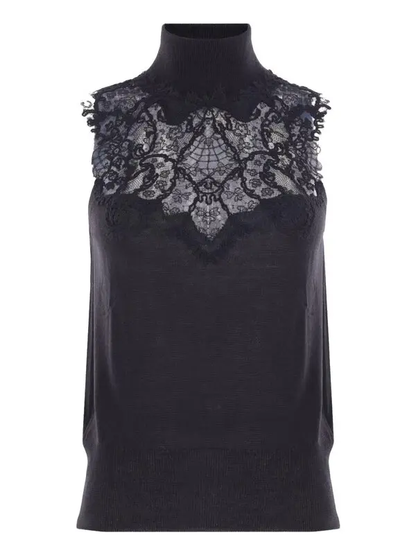 Ermanno Scervino Wool Blend Tank Top - Black