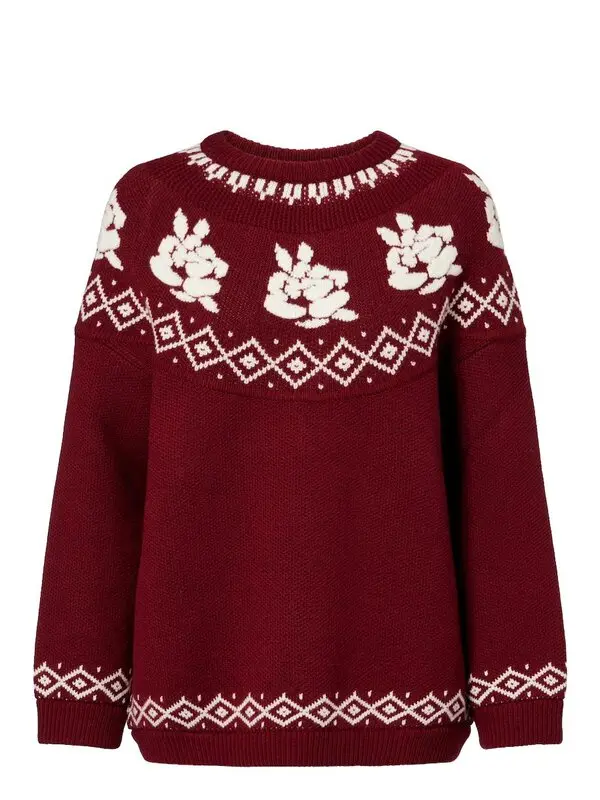 Magda Butrym Patterned Wool Sweater - Burgundy