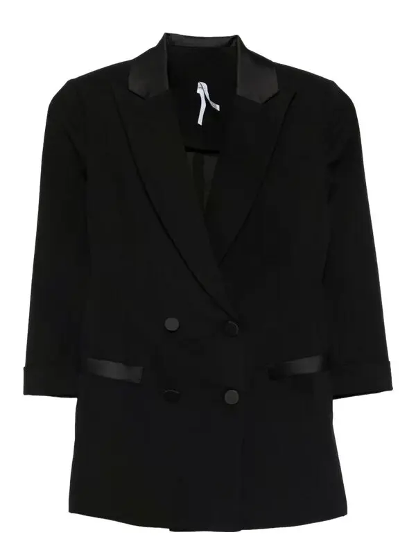 Imperial Satin-lapel Double-breasted Blazer - Black