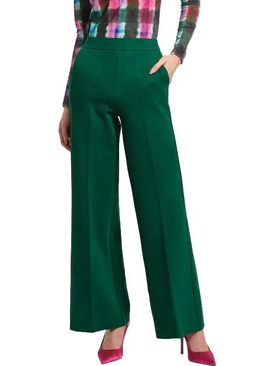 ISAAC MIZRAHI NEW YORK Wide Leg Ponte Pants - Green