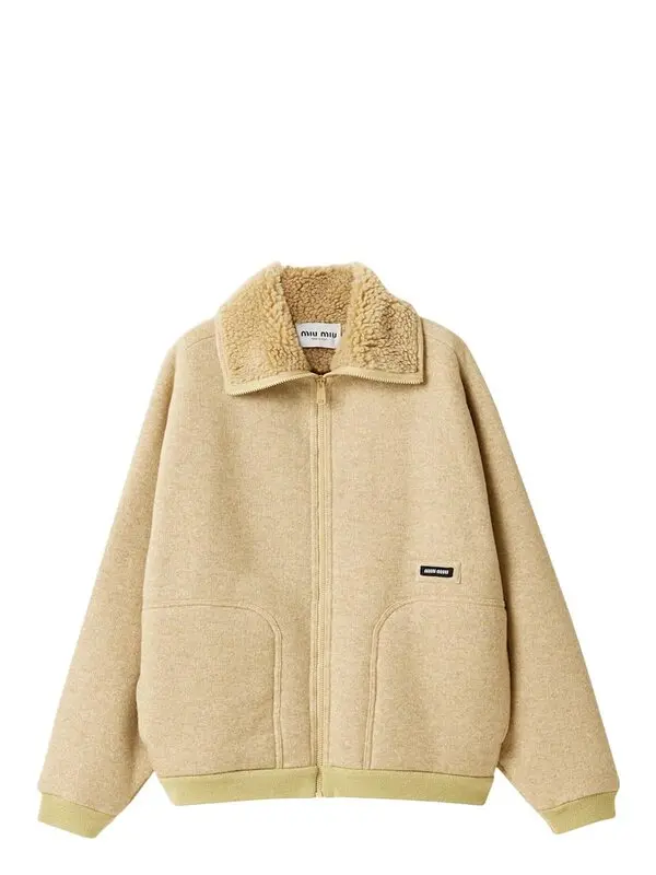 Miu Miu Fleece Zip Jacket With Faux Fur Lining - Soia