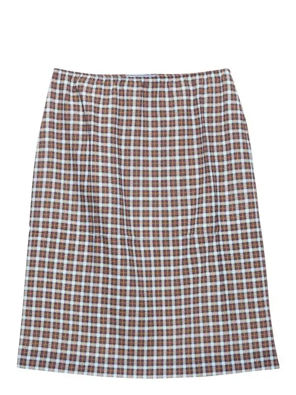 Prada Checked Stretch Georgette Midi Skirt - Turchese Cacao