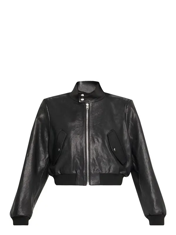 FRAME Leather Harrington Bomber Jacket - Black
