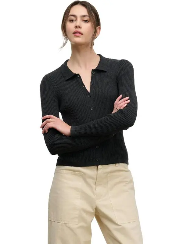 Velvet By Graham & Spencer Nikki Cotton Cashmere Cardigan - Gray