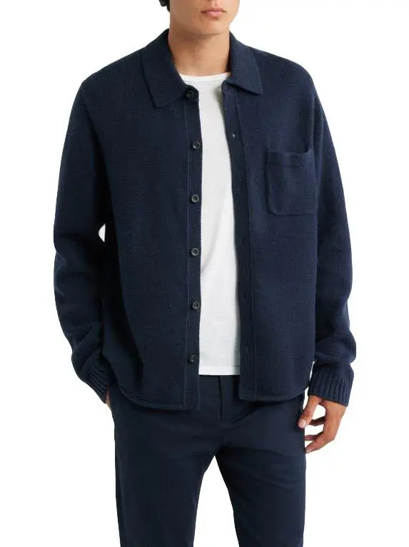 Vince Contour Hem Lambswool Cardigan - Coastal