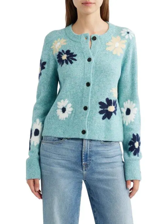 Rails Millie Floral Cardigan - Heather Teal
