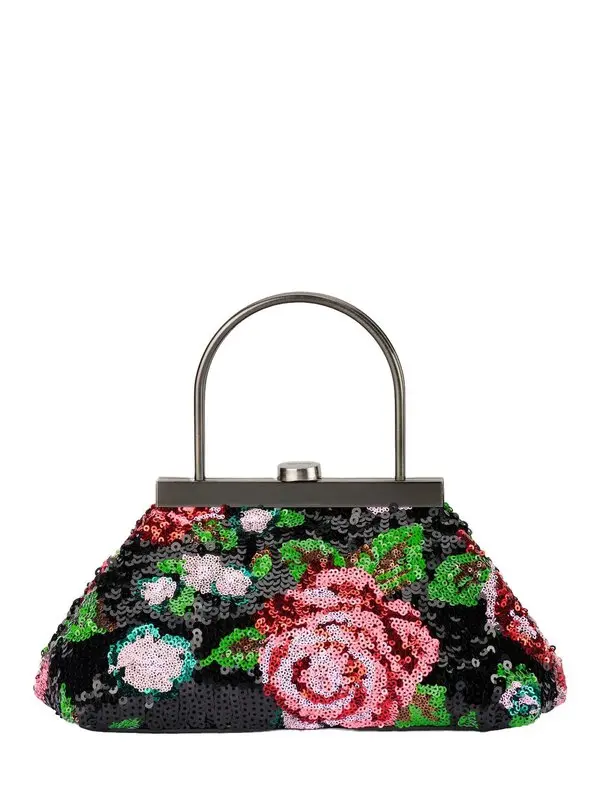 OLGA BERG Audrey Sequin Top Handle Bag - Black