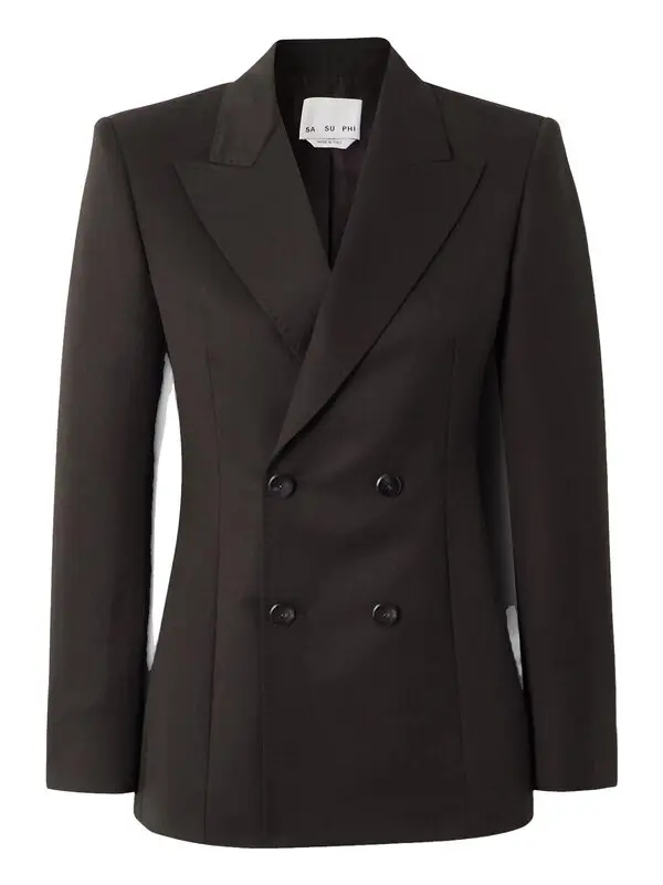 Sasuphi Wool Double-breasted Blazer - Brown