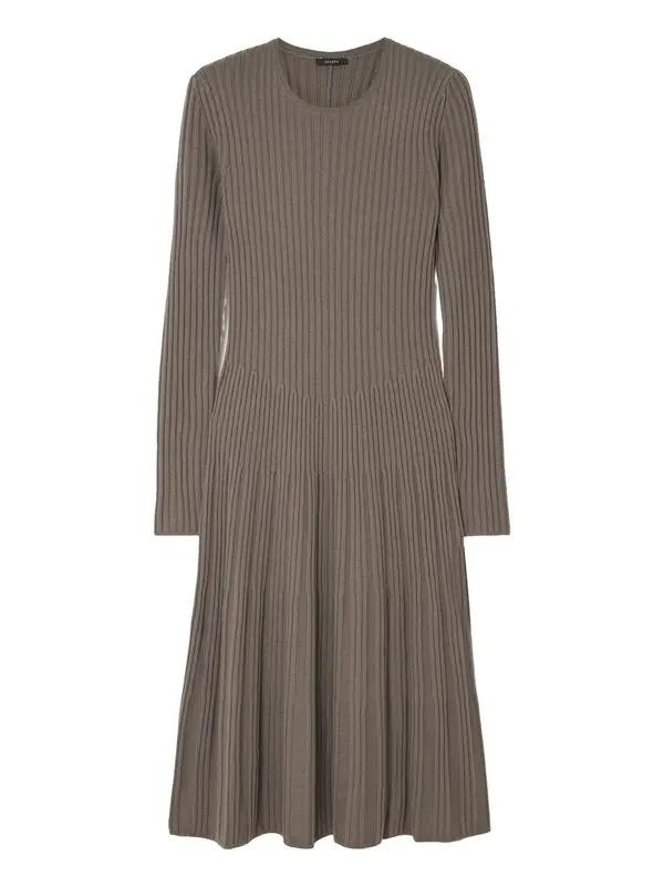 JOSEPH Ribbed Merino Wool Midi Dress - Neutrals