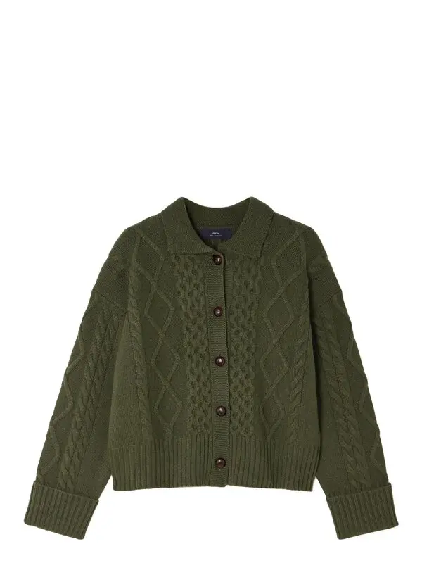 Arch4 Columbia Cable-knit Cashmere Cardigan - Green