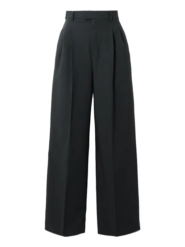 Ami Wool-twill Wide-leg Pants - Black