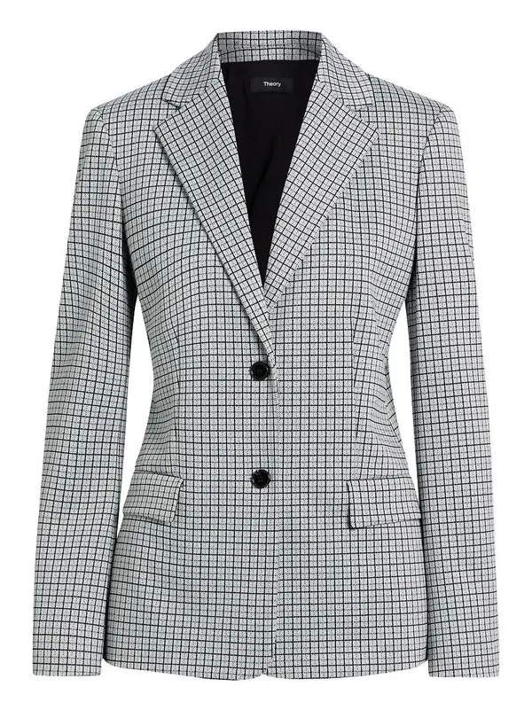 Theory Checked Jacquard Blazer - Light Gray
