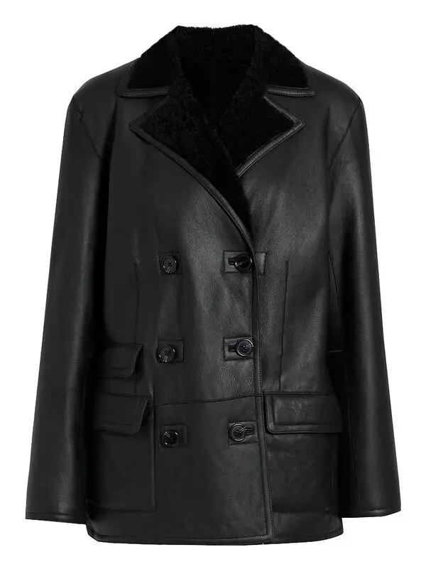 Theory Reversible Double-breasted Shearling Jacket - Black