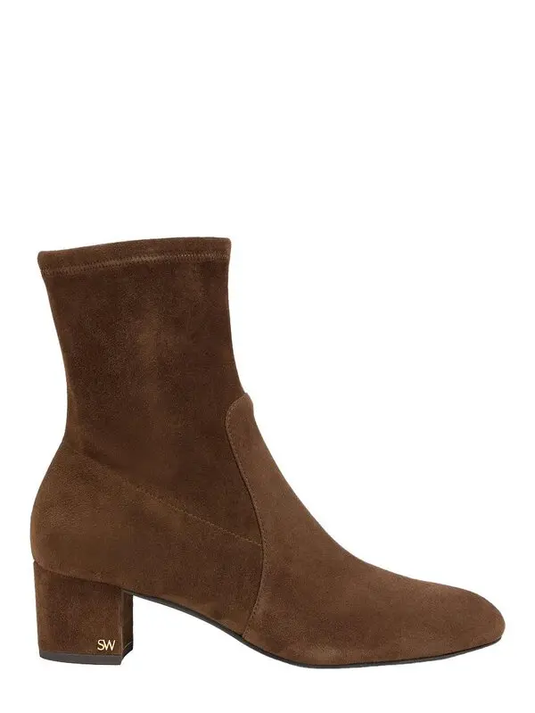 STUART WEITZMAN Sofia 50 Stretch-suede Sock Boots - Brown