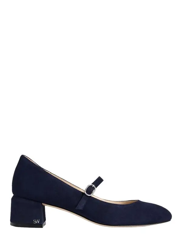STUART WEITZMAN Gabby 45 Suede Mary Jane Pumps - Midnight Blue