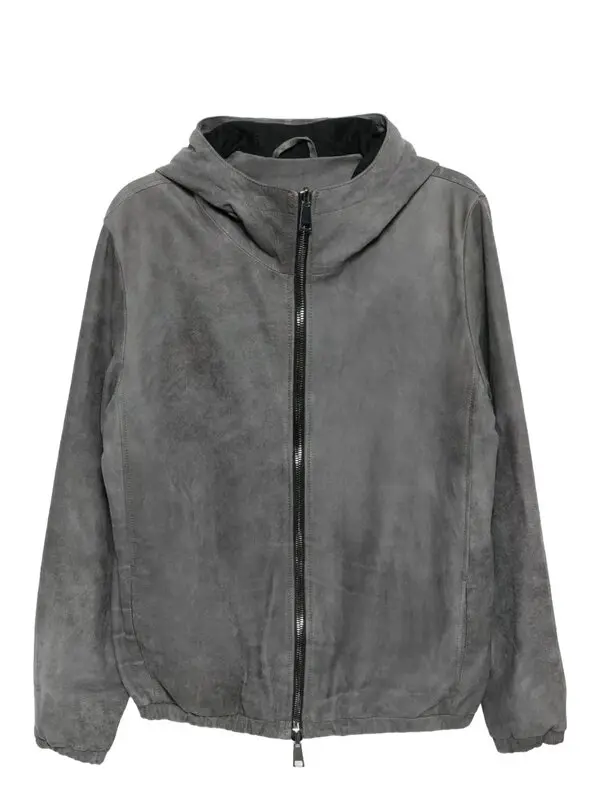 GIORGIO BRATO Leather Biker Jacket - Grey