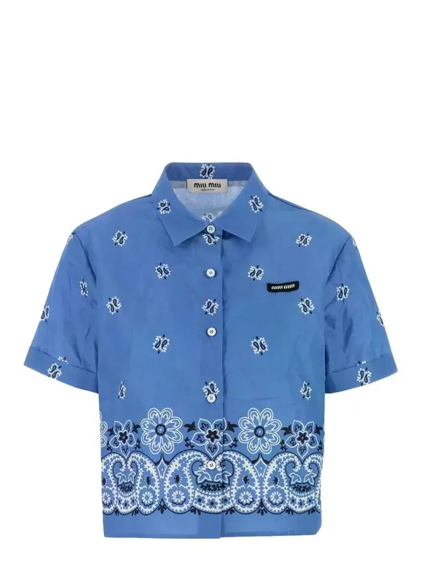 Miu Miu Paisley-print Poplin Shirt - Blue
