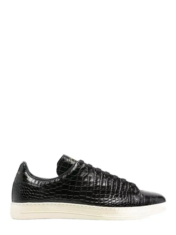 TOM FORD Crocodile Embossed Leather Sneakers - Black