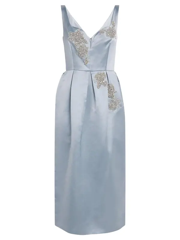 Erdem Satin Crystal Embellished Midi Dress - Blue