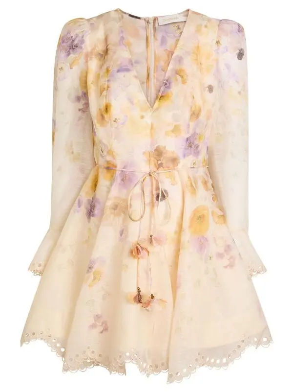 Zimmermann Memento Floral Linen-blend Mini Dress - Multi Floral
