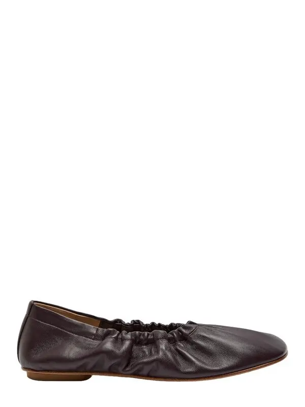 Le Monde Beryl Mica Gathered Leather Ballet Flats - Plum